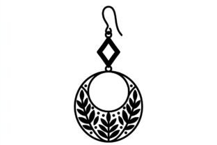 Floral Moon Wooden Earring SVG | Round · Creative Fabrica