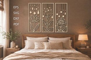Flower Wood Wall Decor Art Set · Creative Fabrica