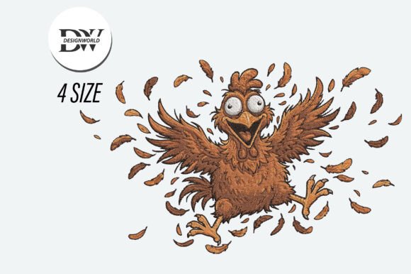 Funny Chicken Embroidery Design · Creative Fabrica