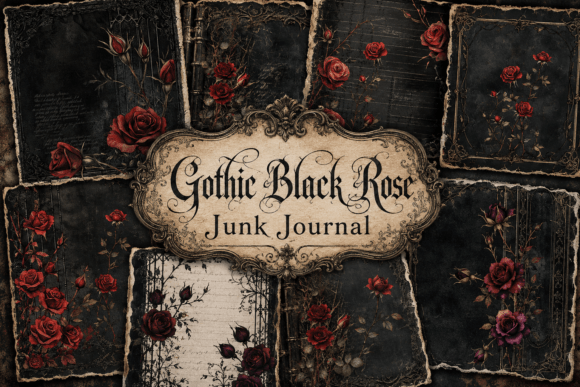 Gothic Black Rose Junk Journal Graphic by Pro Designer Team · Creative ...