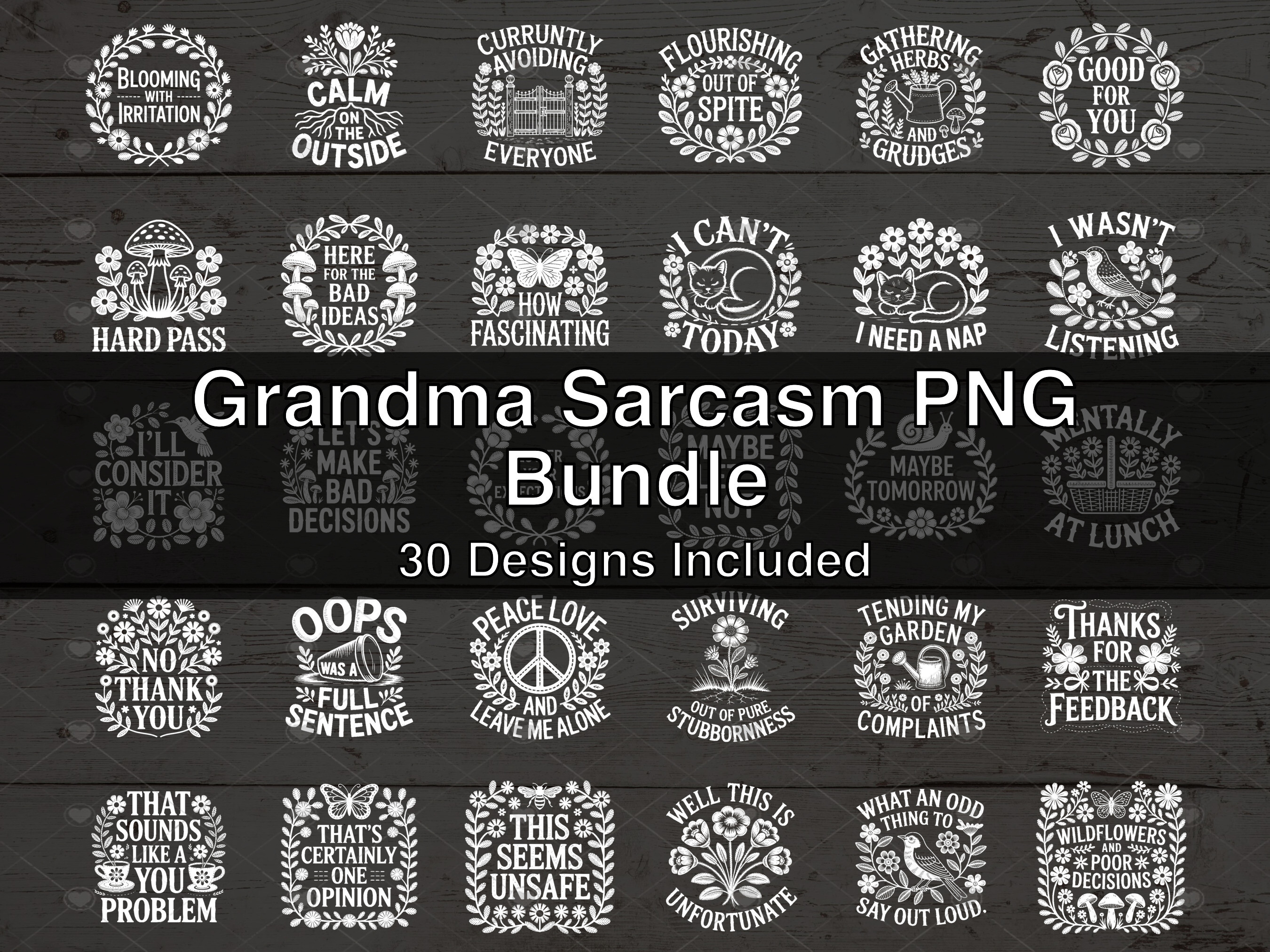 Grandma Sarcasm PNG Shirt Design Bundle Graphic by TheArtfulAspie ...
