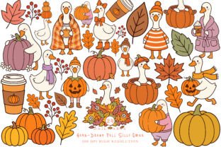 Hand-Drawn Fall Silly Goose Clipart Graphic by daily.arts · Creative ...