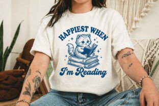 Happier when I'm Reading SVG,Funny Cat Graphic by LibbyWishes ...