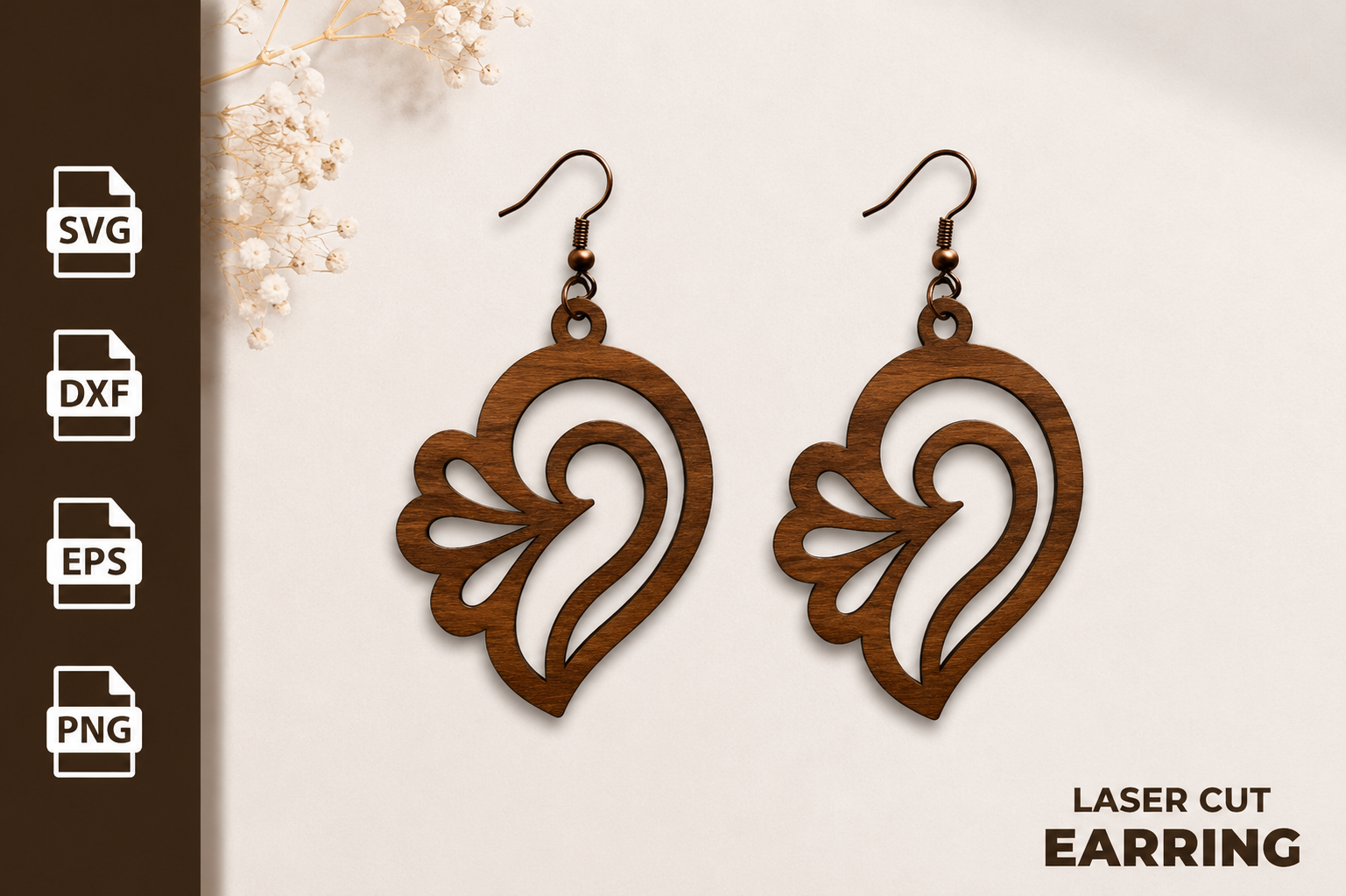 Heart Shape Earring Laser Cut Files SVG · Creative Fabrica