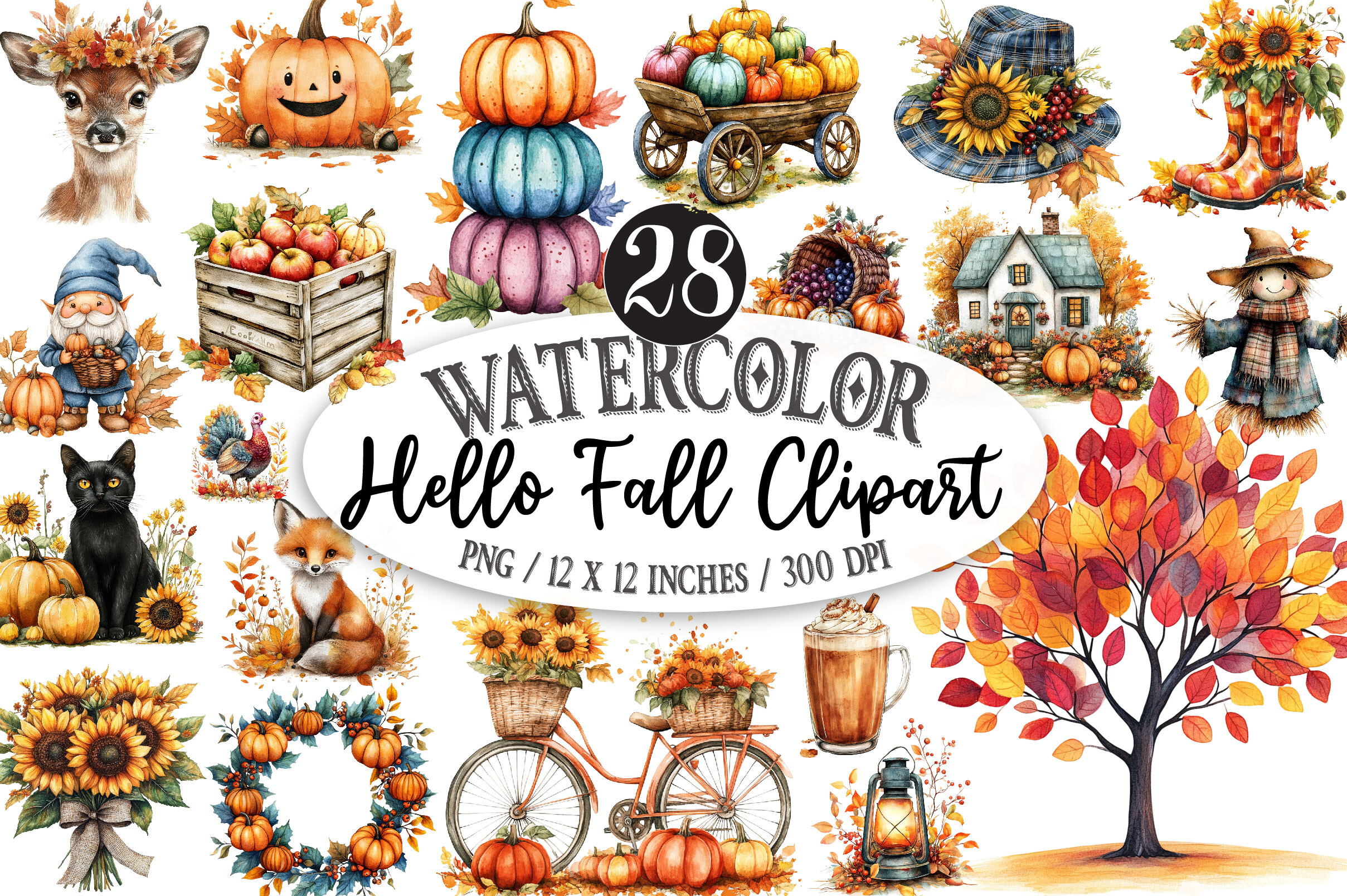 Hello Fall Clipart Bundle Graphic by designking · Creative Fabrica