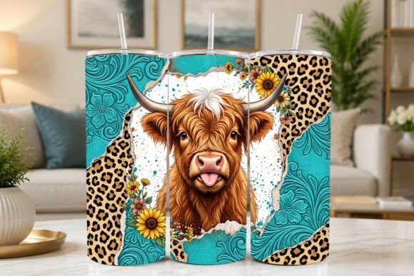 Highland Cow Sunflower 20oz Sublimation Graphic by KDP AMAZING ...