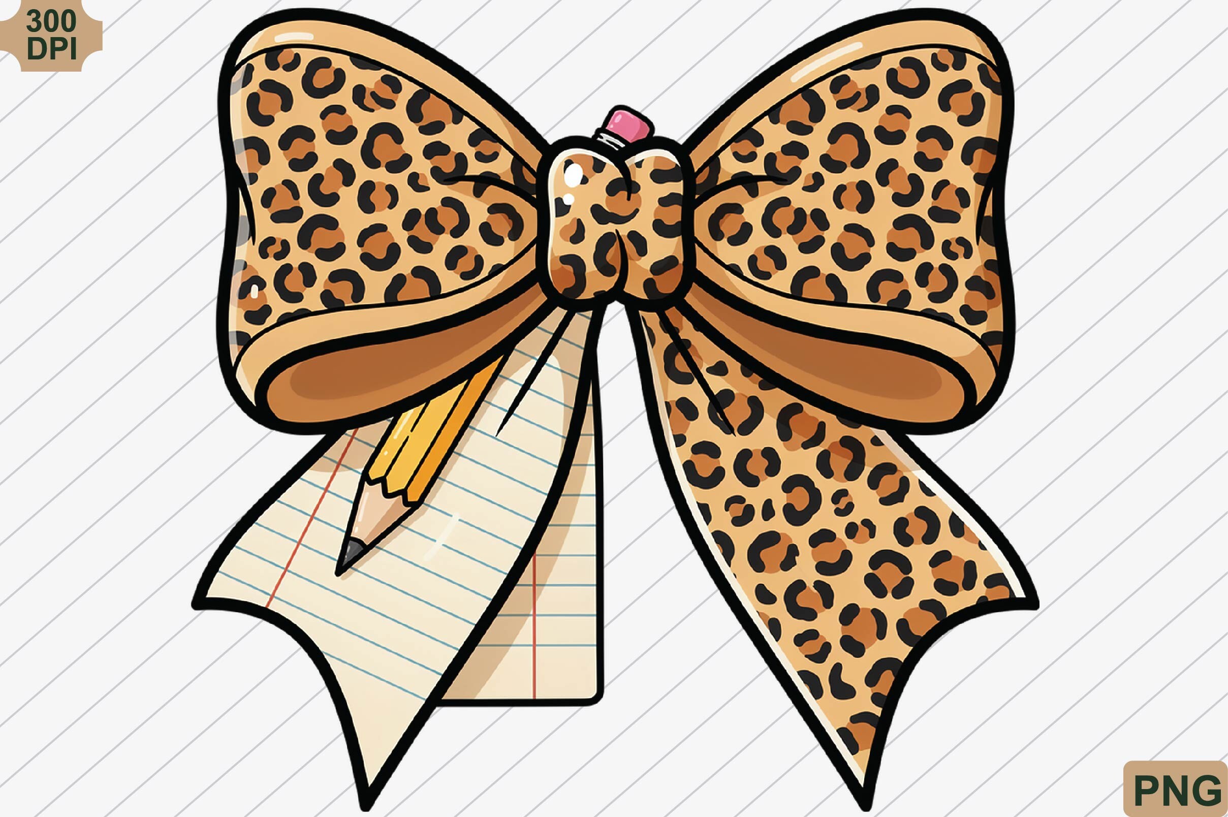 Leopard Teacher Coquette Pencil Bow Png Graphic by BESTDESIGN STORES ...