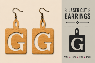 Letter G Wooden Earrings SVG Laser Cut · Creative Fabrica