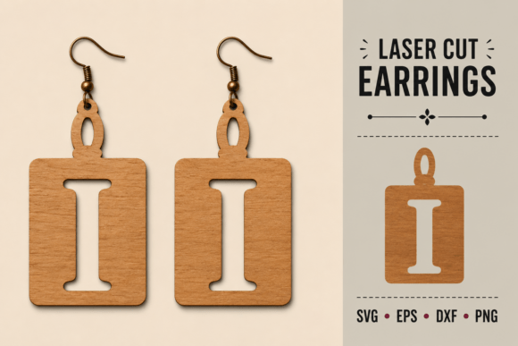 Letter I Wooden Earrings SVG Laser Cut · Creative Fabrica