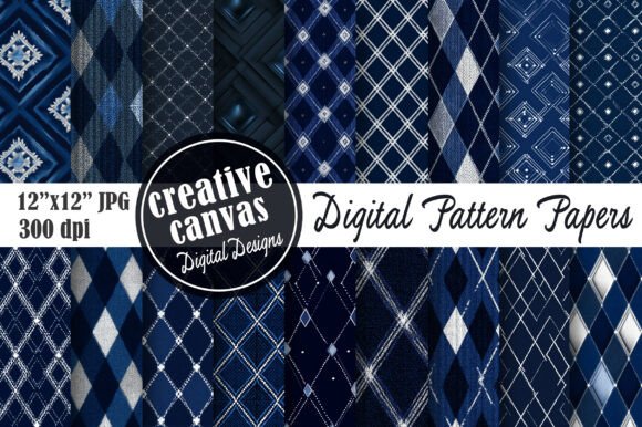 Navy Blue Argyle Seamless Pattern Bundle Graphic by Creative Canvas ...