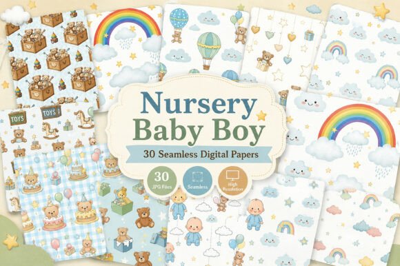 Nursery Baby Boy Digital Bundle Graphic by T.D. House · Creative Fabrica