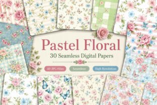 Pastel Floral Butterfly Seamless Paper Graphic by T.D. House · Creative ...