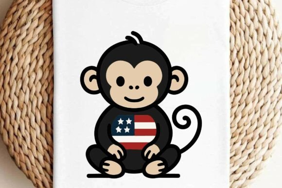 Patriotic Monkey 4th of July Clipart PNG Graphic by retroqueen ...