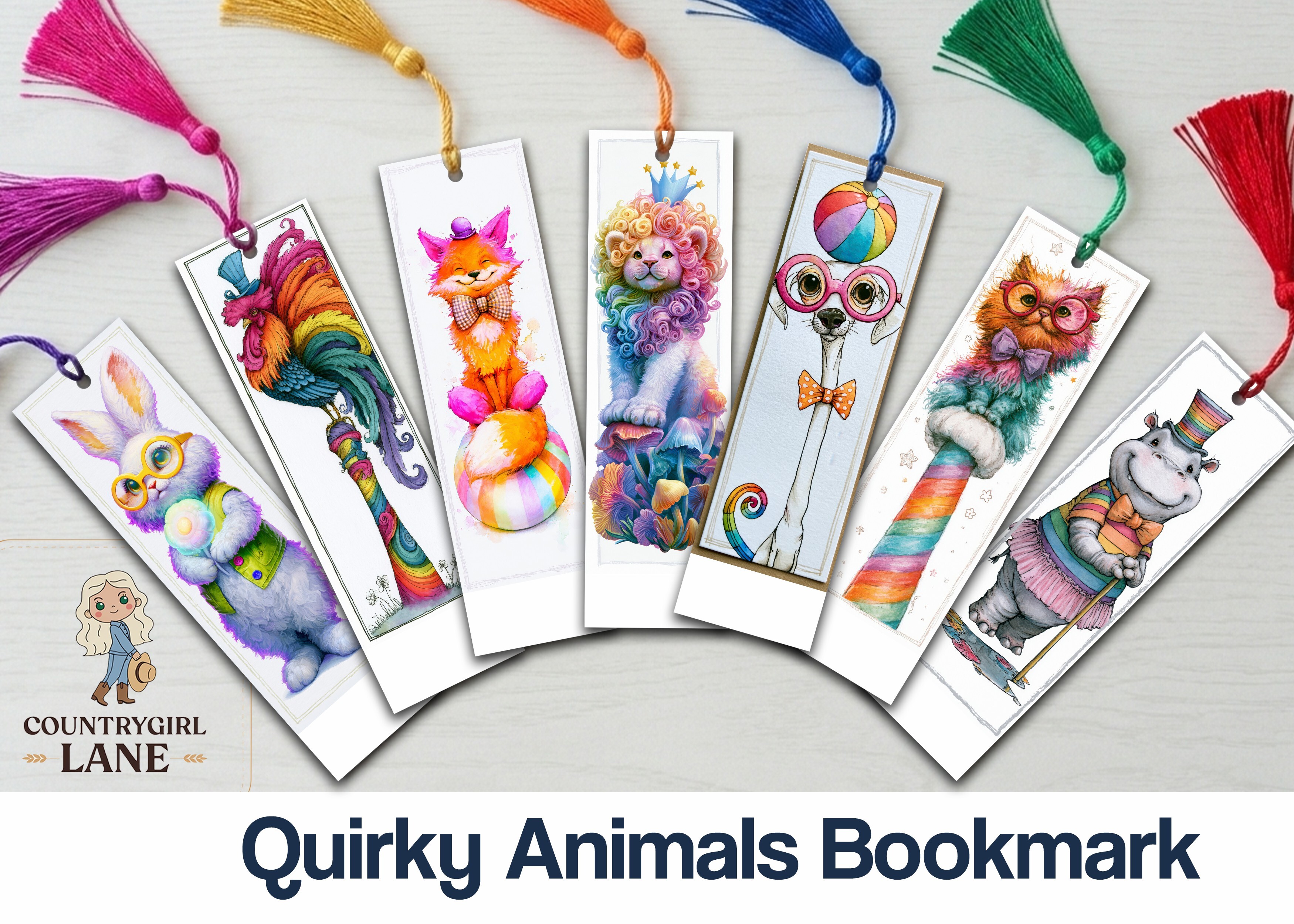 Quirky Animals Bookmark Printable Graphic by Countrygirl Lane ...