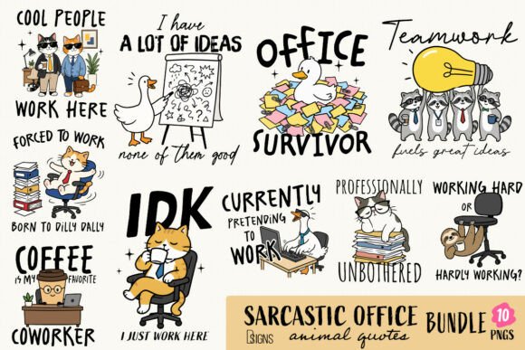Sarcastic Funny Office Quotes Bundle PNG Graphic by DSIGNS · Creative ...