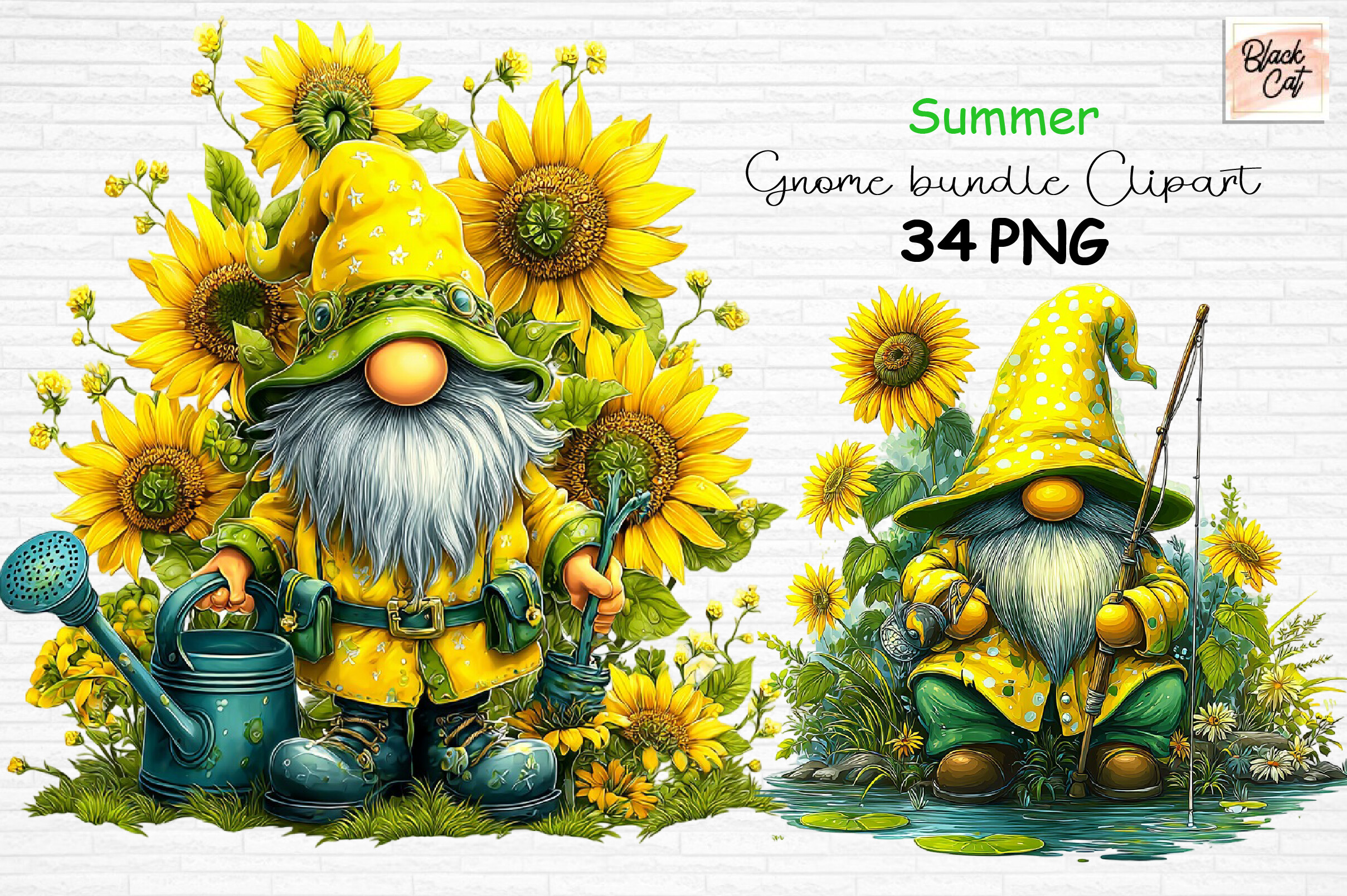 Summer Gnome Bundle Clipart PNG Graphic by Black Cat · Creative Fabrica