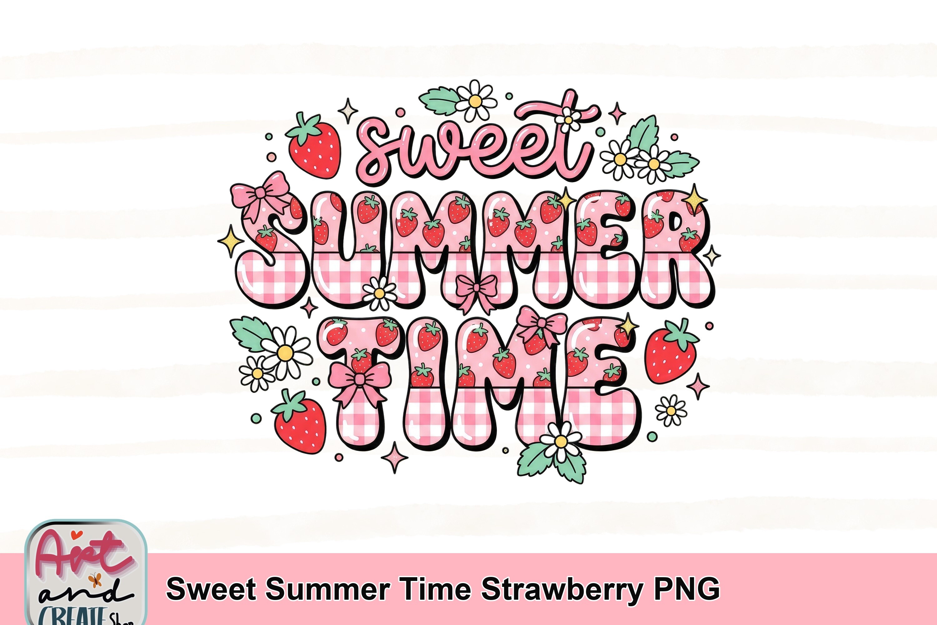 Sweet Summer Time Strawberry PNG Graphic by art and create shop ...