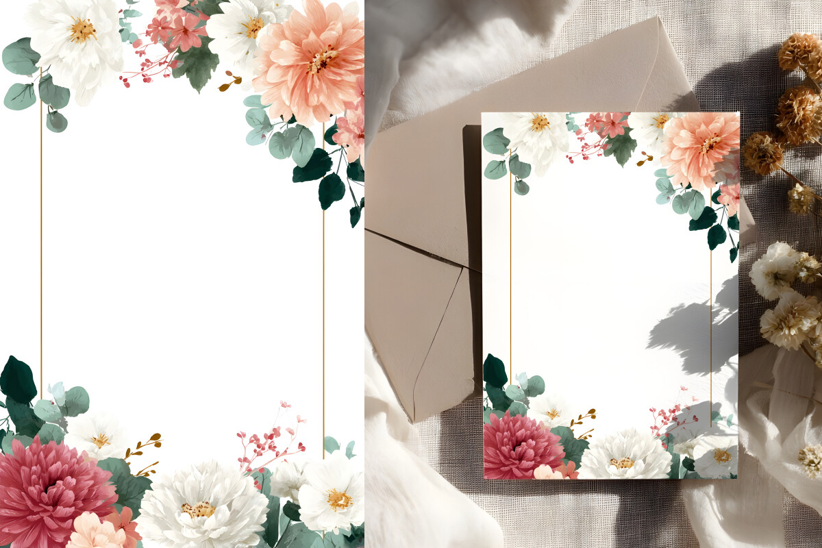 Thin Golden Floral Frame Background Graphic by Sprout Mockups ...