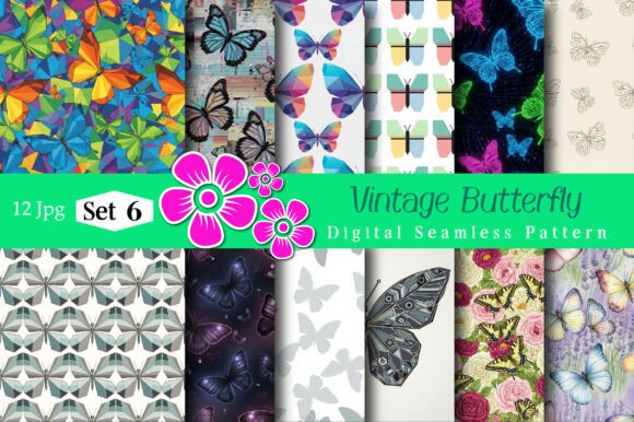 Vintage Butterfly Digital Pattern Graphic by FontSupply Studio ...