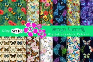 Vintage Butterfly Digital Pattern Graphic by FontSupply Studio ...
