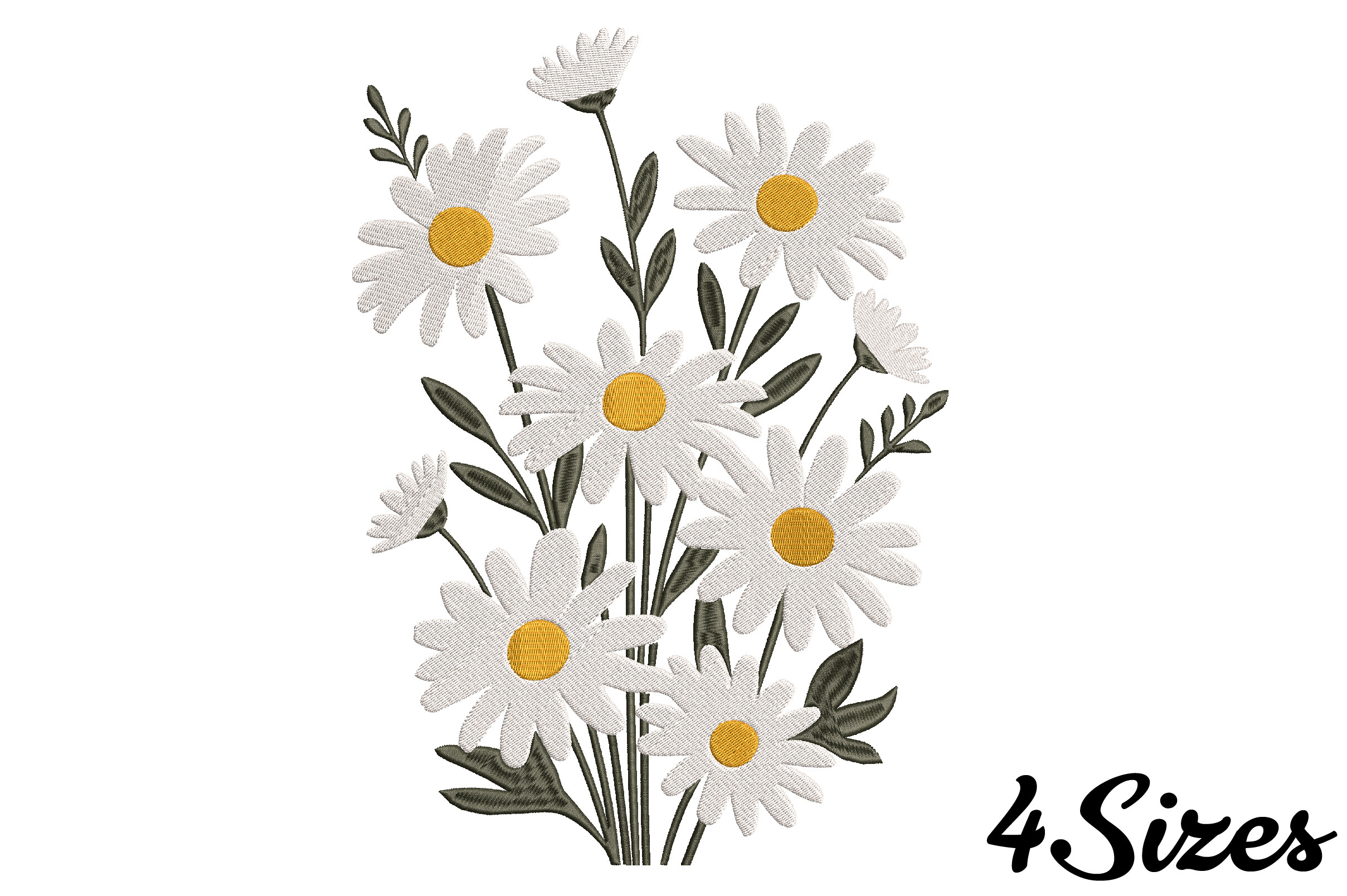 Vintage Daisy Flower Embroidery Design · Creative Fabrica