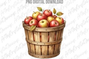 Watercolor Apple Basket Clipart PNG Graphic by ArtbyCrystalJennings ...