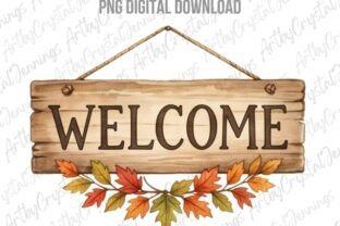 Watercolor Fall Welcome Sign Clipart PNG Graphic by ...
