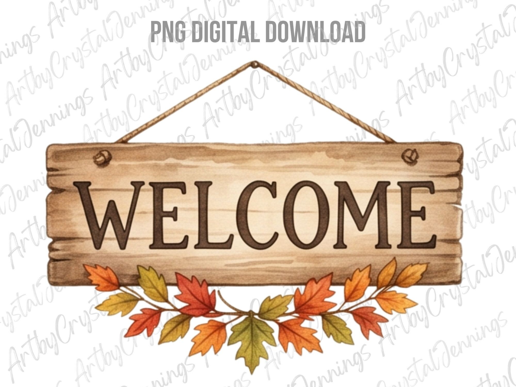 Watercolor Fall Welcome Sign Clipart PNG Graphic by ...