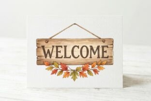 Watercolor Fall Welcome Sign Clipart PNG Graphic by ...