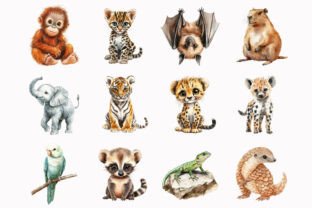 Watercolor Little Jungle Friends Clipart Graphic by Design Market ...