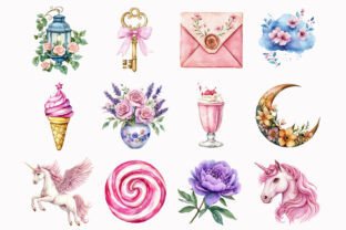 Watercolor Unicorn Kingdom Clipart Graphic by Design Market · Creative ...