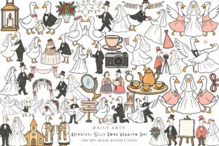 Whimsical Silly Goose Wedding Day Clipar Graphic by daily.arts ...