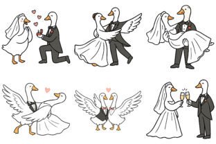 Whimsical Silly Goose Wedding Day Clipar Graphic by daily.arts ...