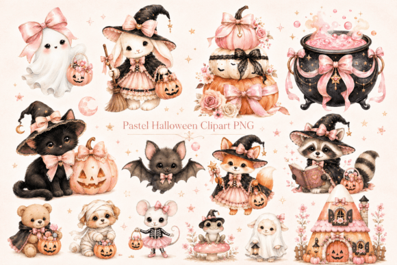 20 Pastel Halloween Clipart PNG Bundle Graphic by Hassas Arts ...