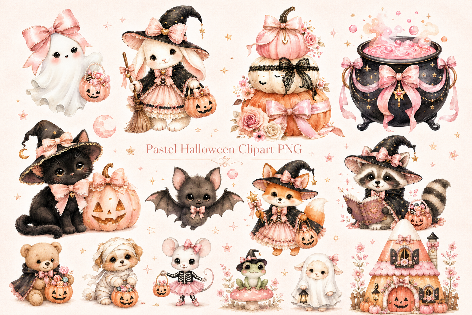 20 Pastel Halloween Clipart PNG Bundle Graphic by Hassas Arts ...