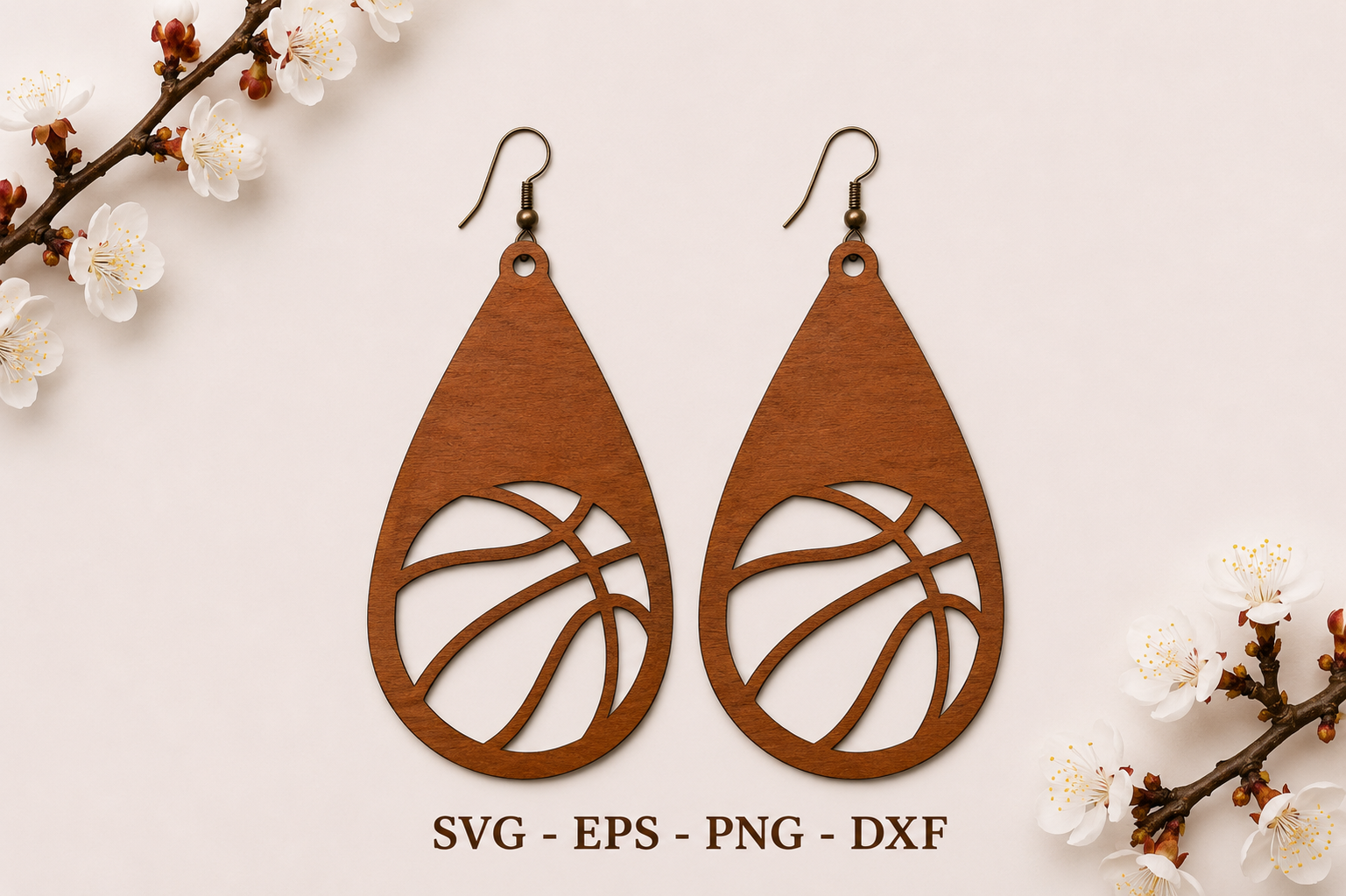 Basketball Wooden Earrings SVG Laser Cut · Creative Fabrica