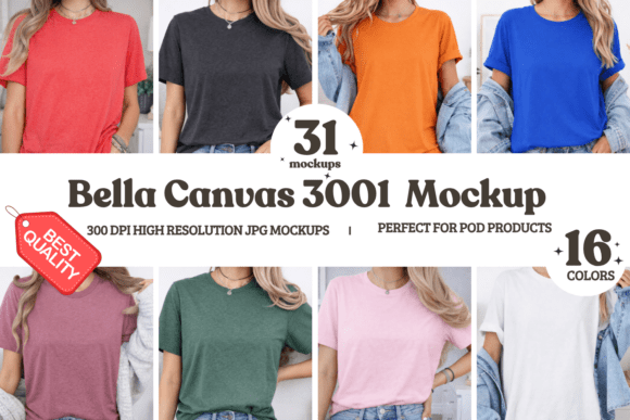 Bella Canvas 3001 T-Shirt Mockup Bundle Graphic by Styled Stock Mock ...