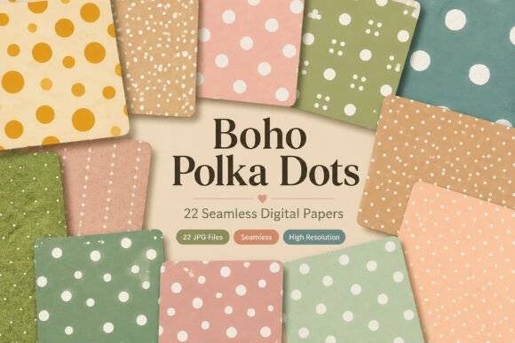 Boho Polka Dots Seamless Pattern Bundle Graphic by T.D. House ...