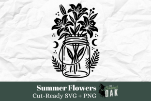 Boho Summer Lilies Mason Jar SVG Graphic by The Cloaked Oak · Creative ...