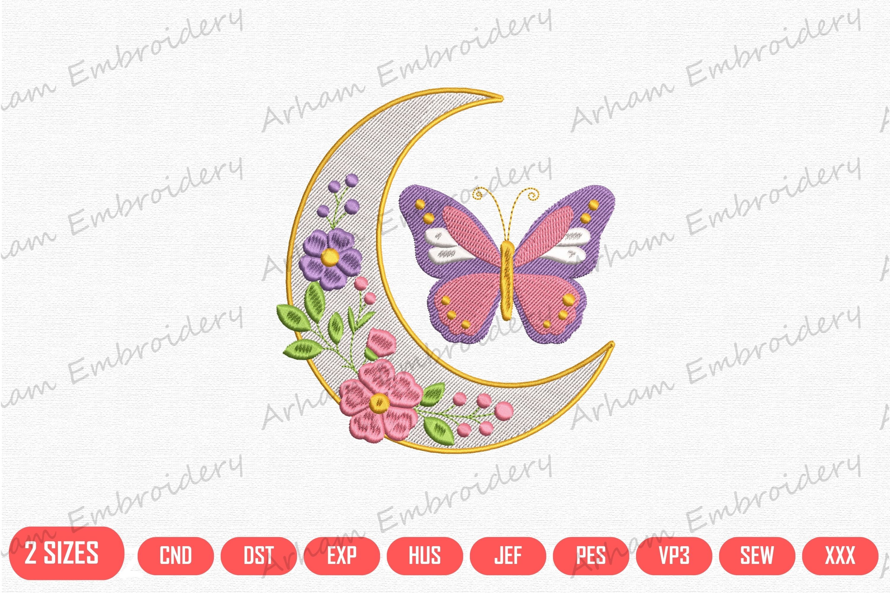 Butterfly Moon Blossom Garden Fantasy · Creative Fabrica