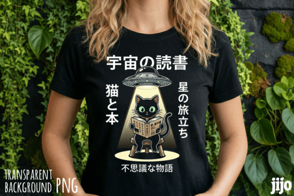 Cat Ufo Alien Japanese PNG Graphic by jijopero · Creative Fabrica