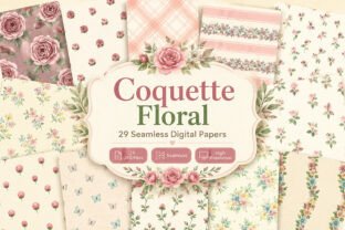 Coquette Floral Digital Paper Set Graphic by T.D. House · Creative Fabrica