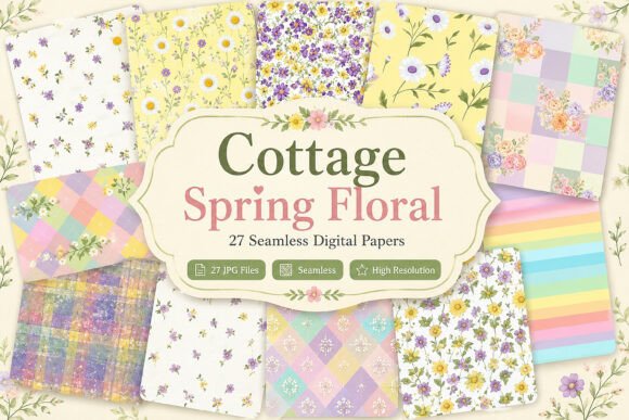 Cottage Spring Floral Digital Bundle Graphic by T.D. House · Creative ...