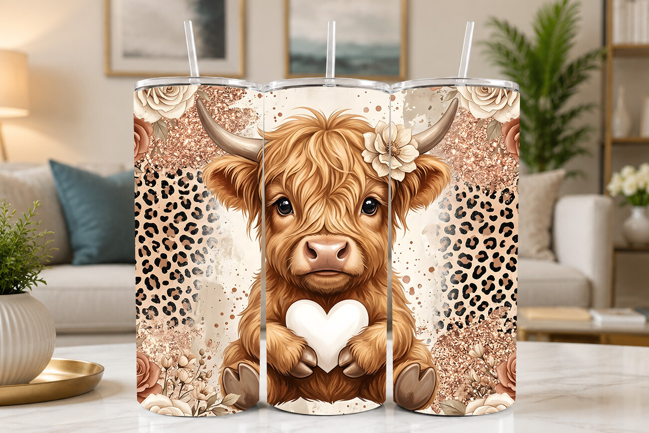 Cute Highland Cow with White Heart Graphic by KDP AMAZING · Creative ...