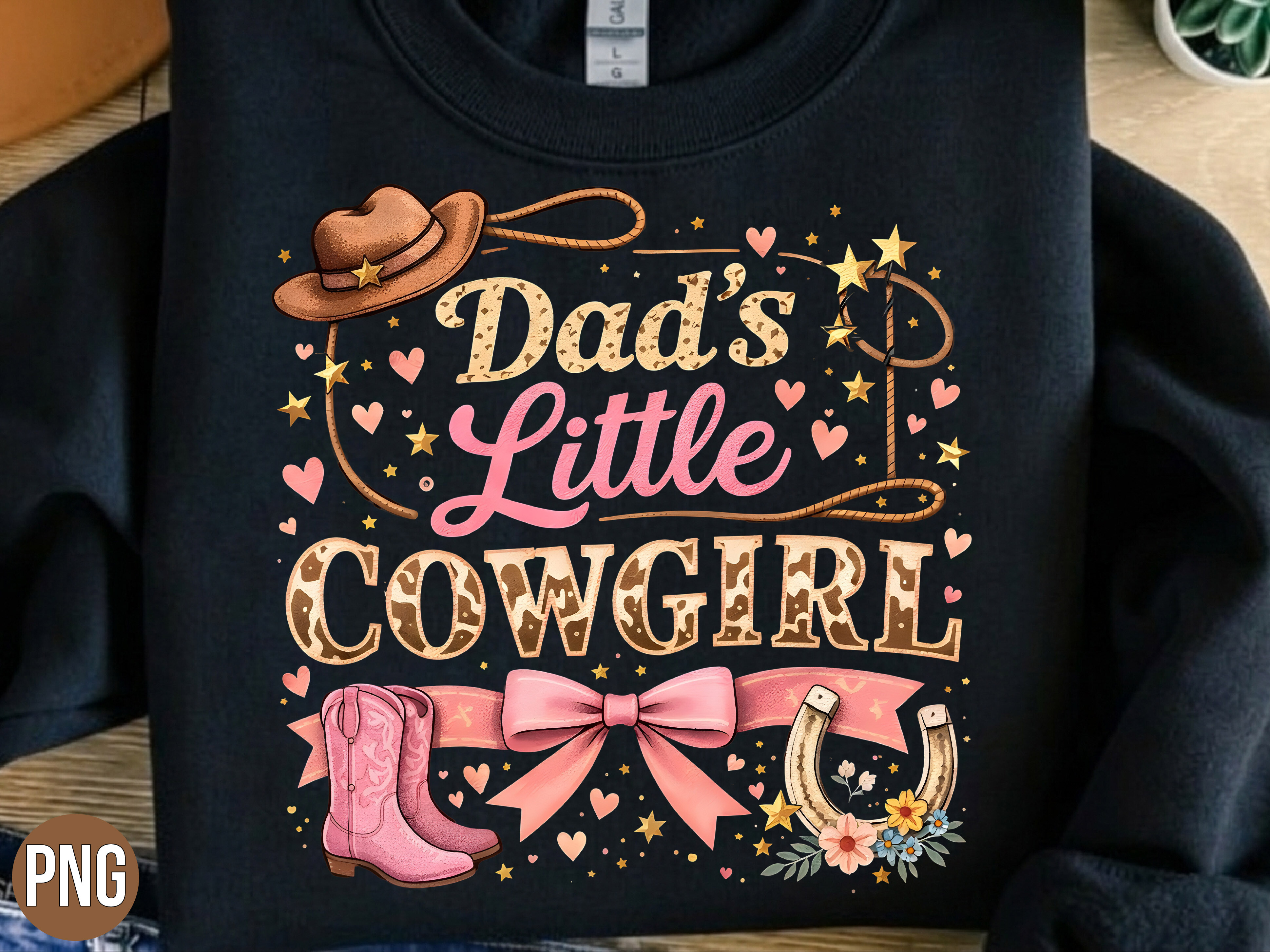 Dads Little Cowgirl Horseshoe Pink PNG Graphic by LILY DIGITAL Arts ...