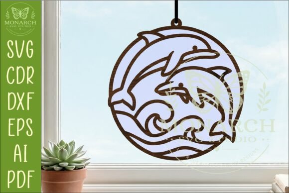 Dolphin Suncatcher SVG | Ocean Window · Creative Fabrica
