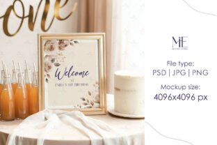 First Birthday Party Table Sign Mockup Graphic by Mie Mockup Studio ...