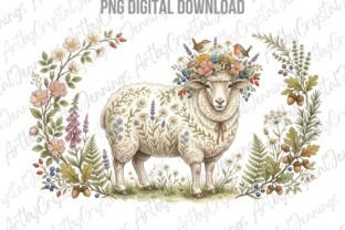 Folk Art Farm Sheep Floral PNG Graphic by ArtbyCrystalJennings ...