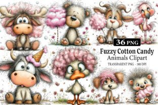 Fuzzy Cotton Candy Animals PNG Clipart Graphic by KIDS ZONE · Creative ...