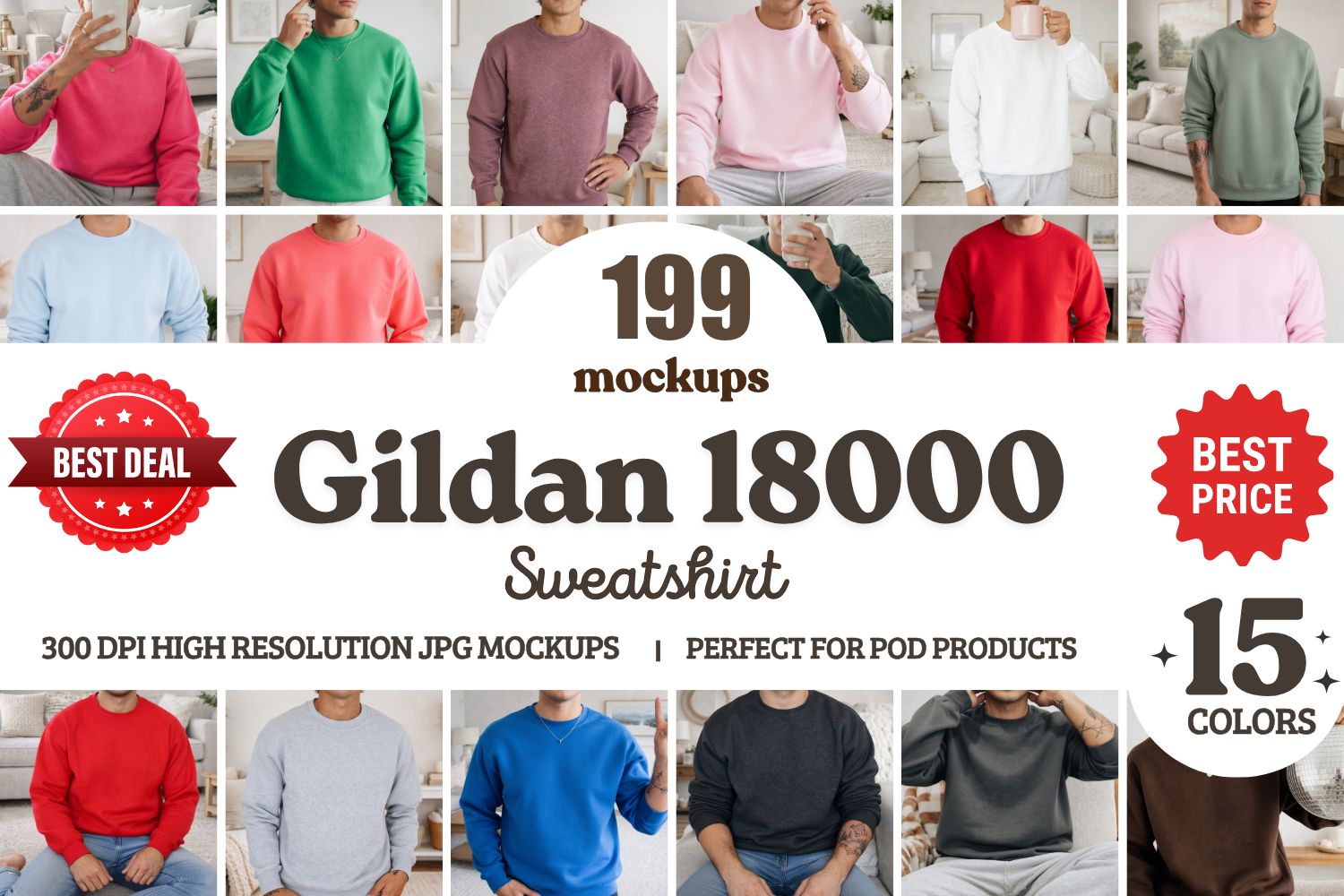 Gildan 18000 Sweatshirt Mockup Bundle Graphic by Styled Stock Mock ...